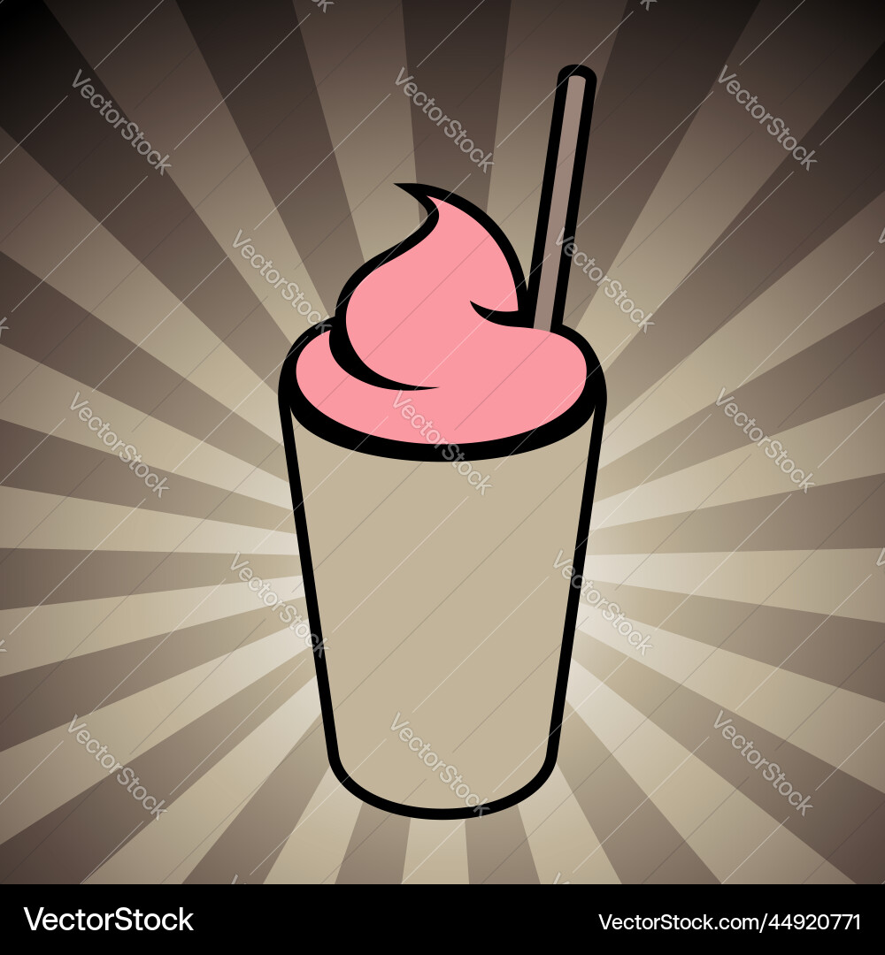 Brown and pink milkshake with a straw icon Vector Image