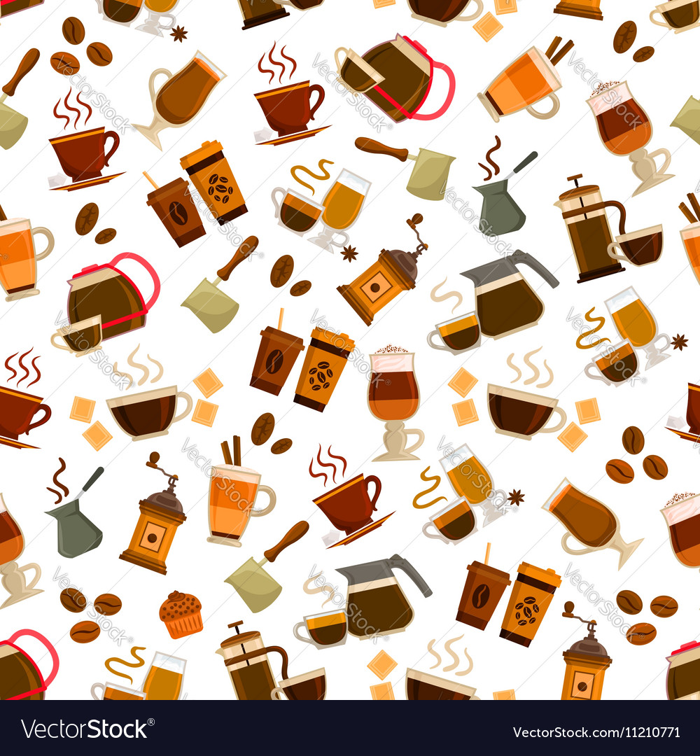 Coffee cafe seamless pattern Royalty Free Vector Image