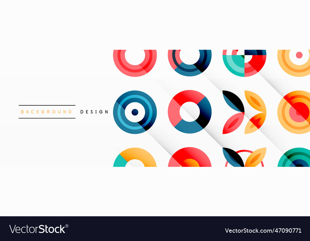 Colorful circles in a grid composition abstract Vector Image