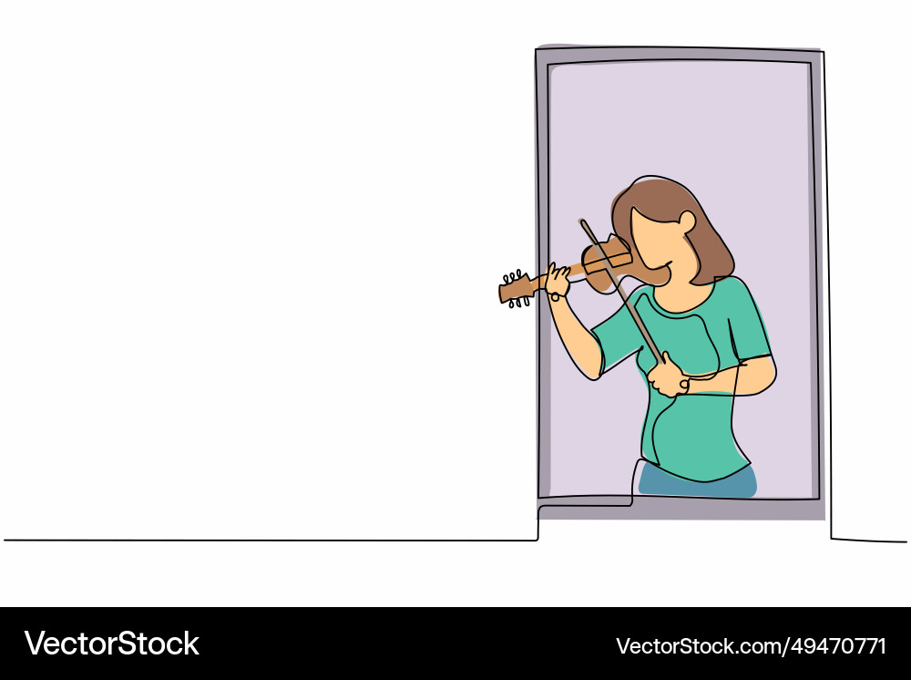 Continuous one line drawing female musician Vector Image