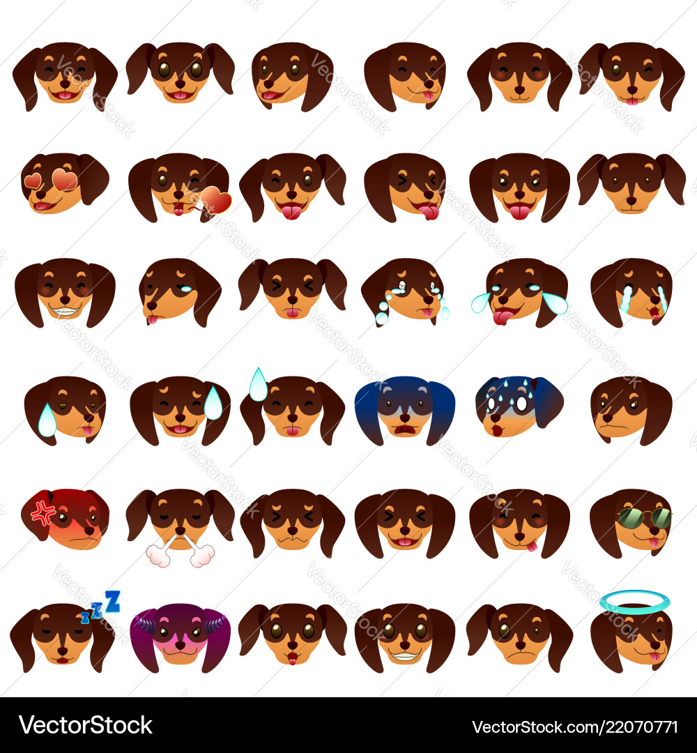 Dachshund dog emoji emoticon expression Royalty Free Vector