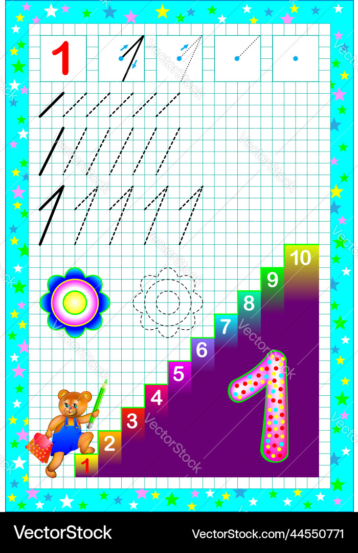Educational page for children with number 1 Vector Image