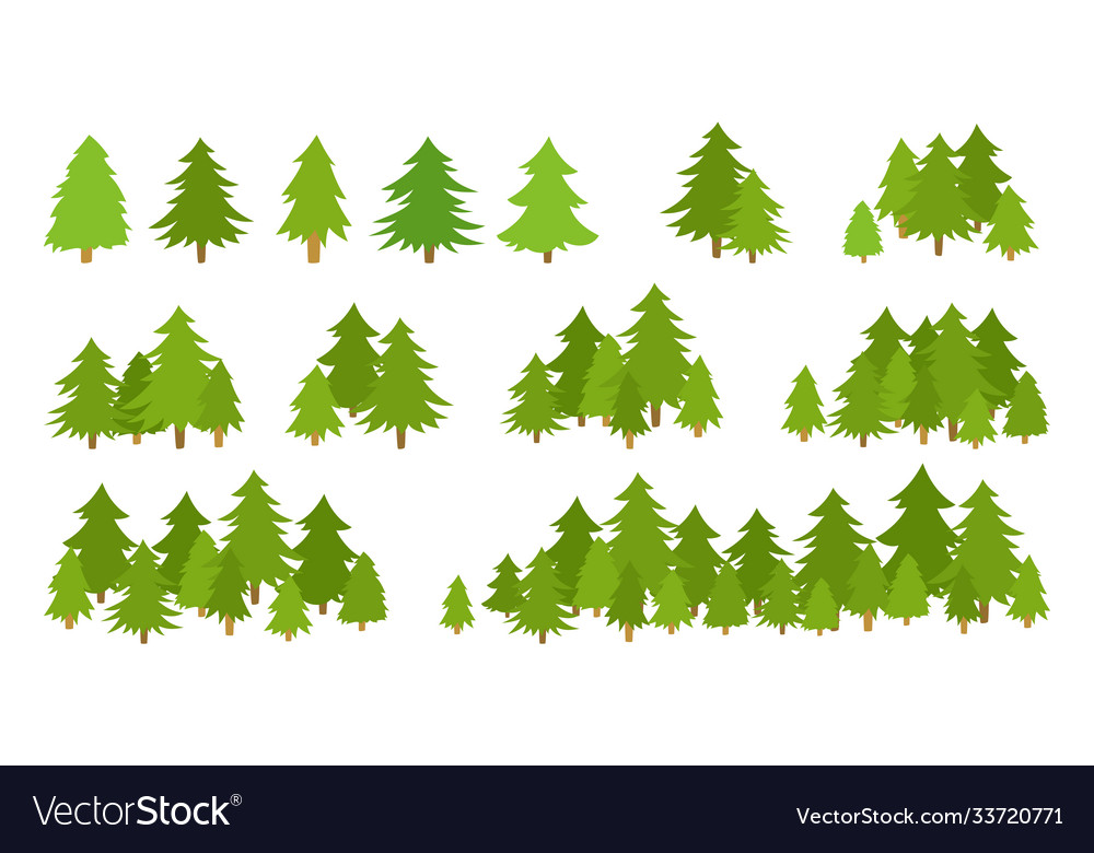 Forest trees textured landscapes flat Royalty Free Vector