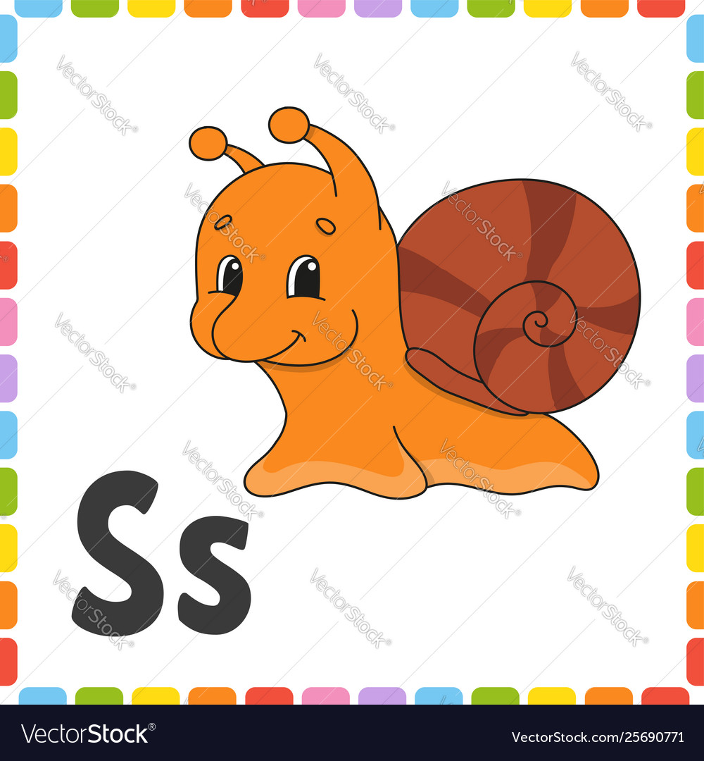 Funny alphabet abc flash cards cartoon cute Vector Image