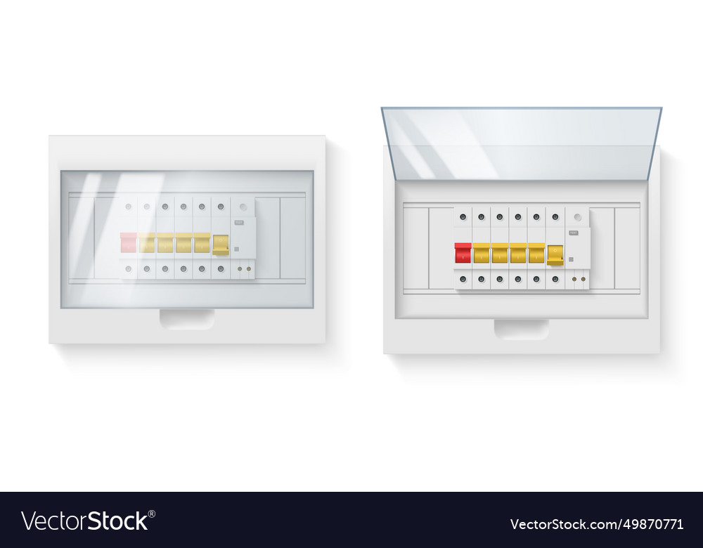 Fuse box electrical power switch control panel Vector Image