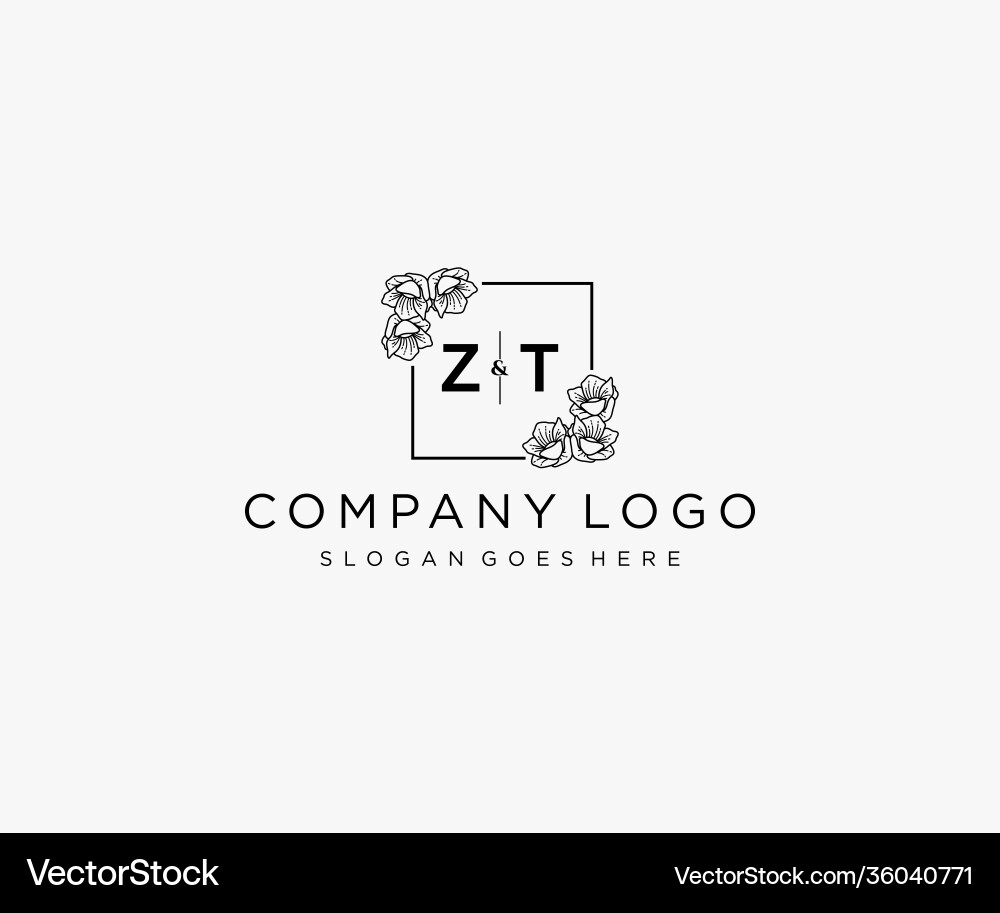 Initial zt letters botanical feminine logo Vector Image
