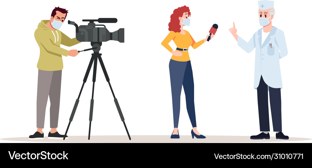 Interview with doctor semi flat rgb color Vector Image