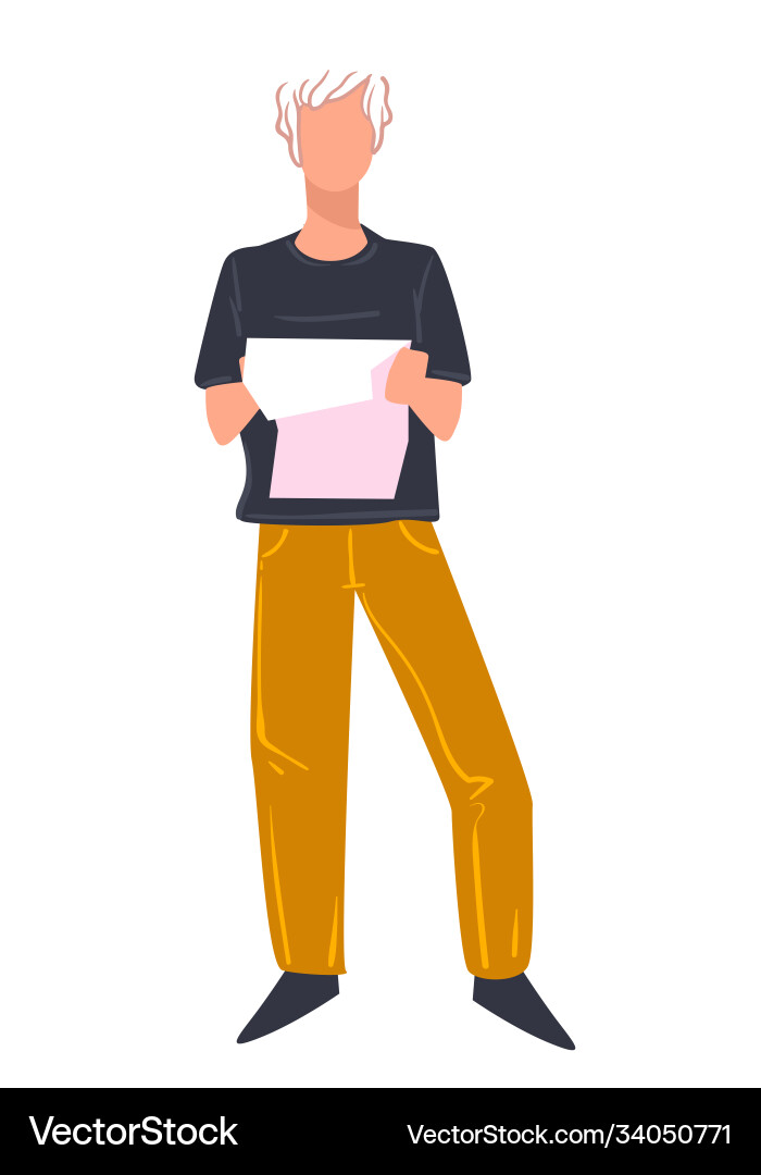 Male character reading page student at school Vector Image