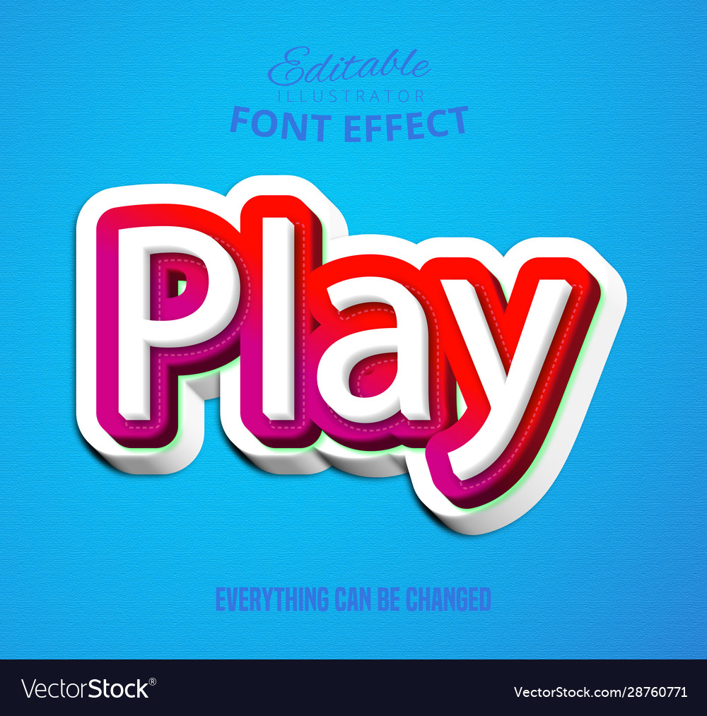 Play text editable font effect Royalty Free Vector Image