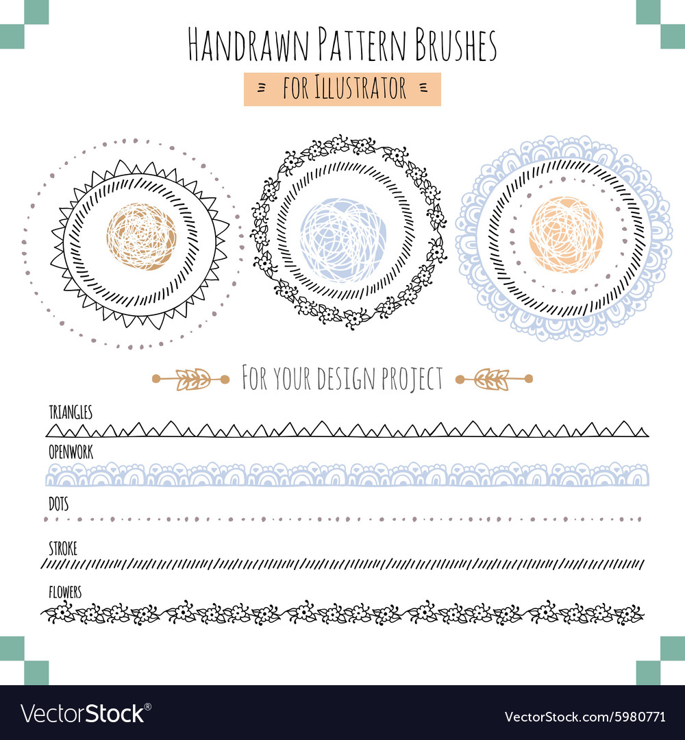 Seamless pattern hand drawn brushes Royalty Free Vector