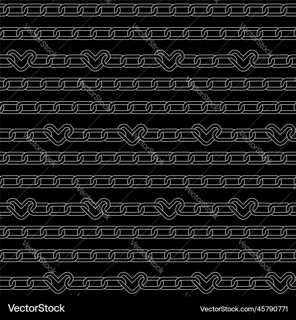 Seamless pattern of chains with cute hearts links Vector Image