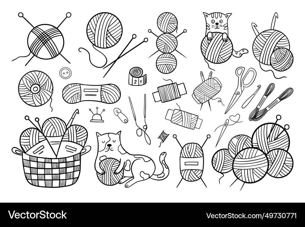 Set of icons for needlework and sewing Royalty Free Vector