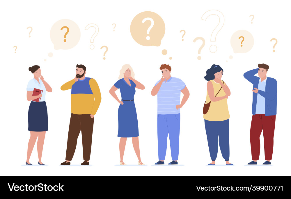 Thinking man and woman surrounded by thought Vector Image