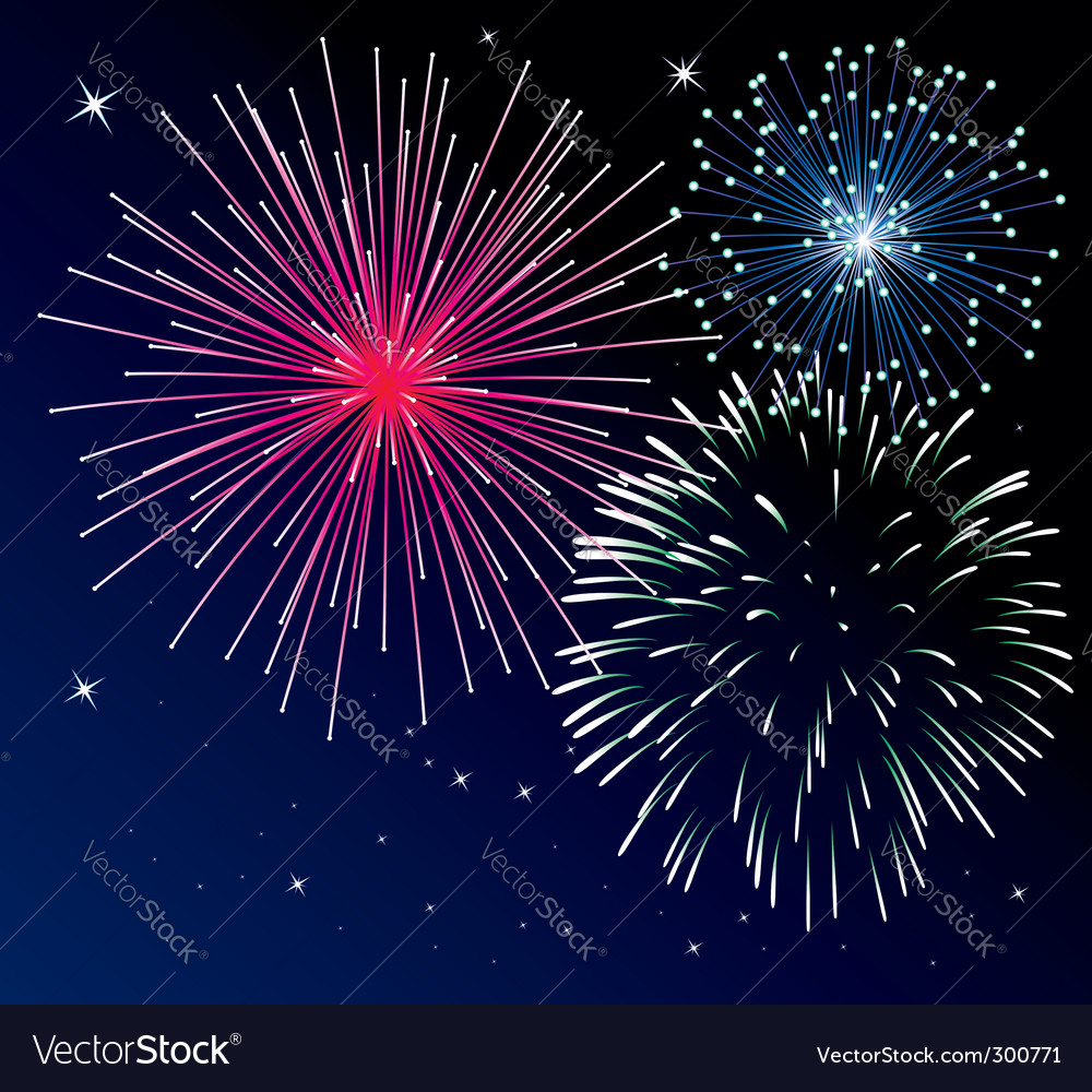 Three types fireworks Royalty Free Vector Image