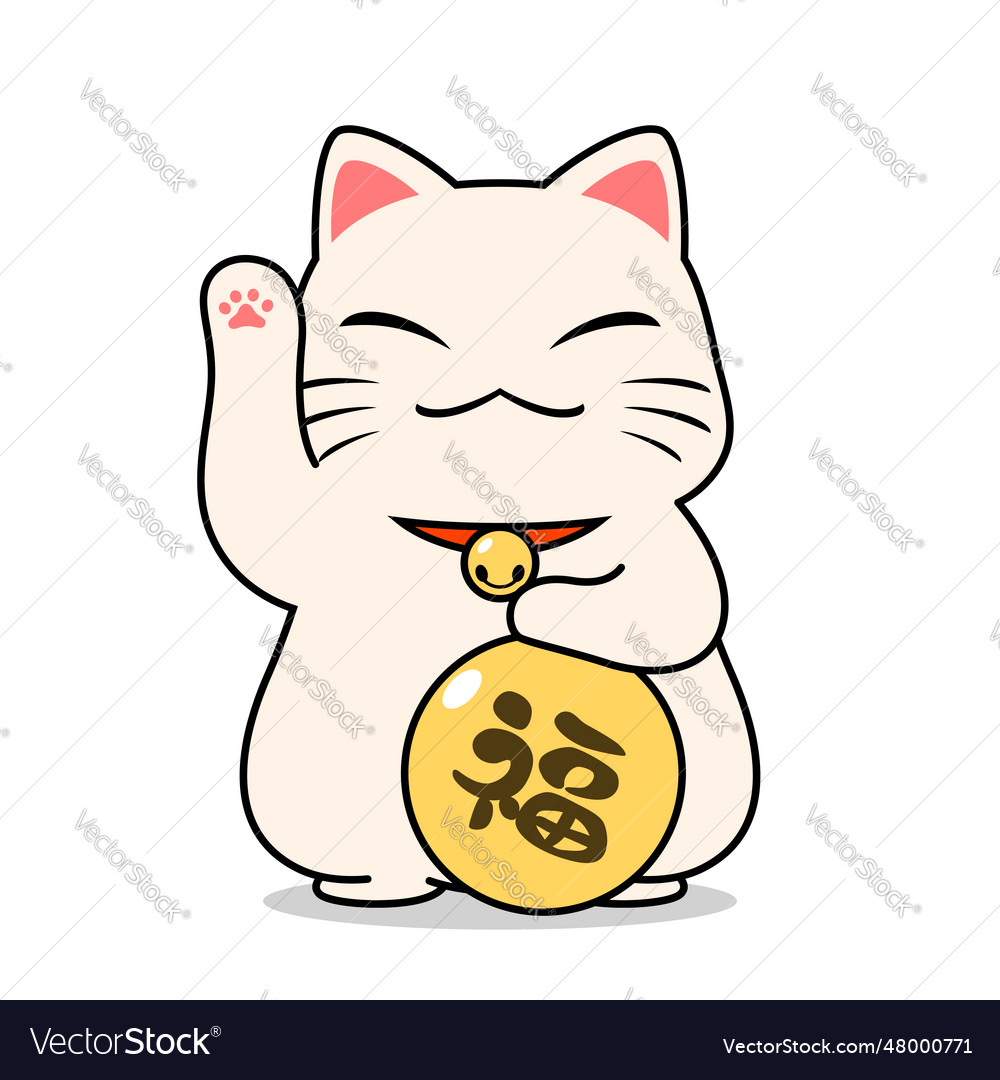 White lucky cat cute japanese graphic design Vector Image