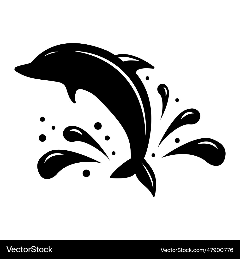 Black and white of dolphin Royalty Free Vector Image