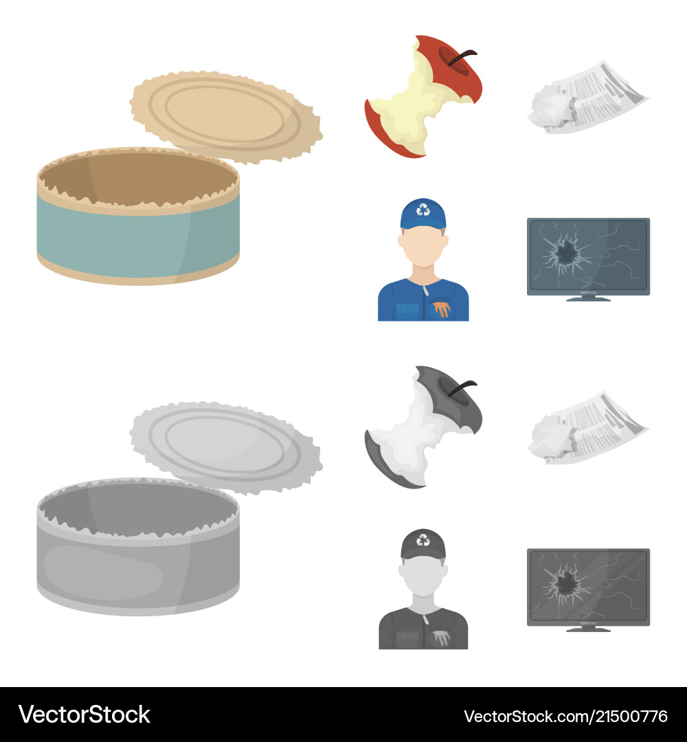 Can used pot apple stub old dirty Royalty Free Vector Image