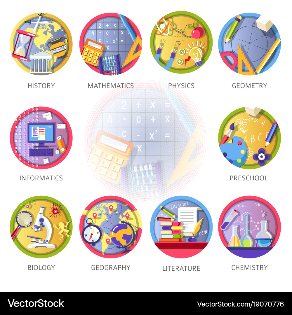 Education and science disciplines for school or Vector Image