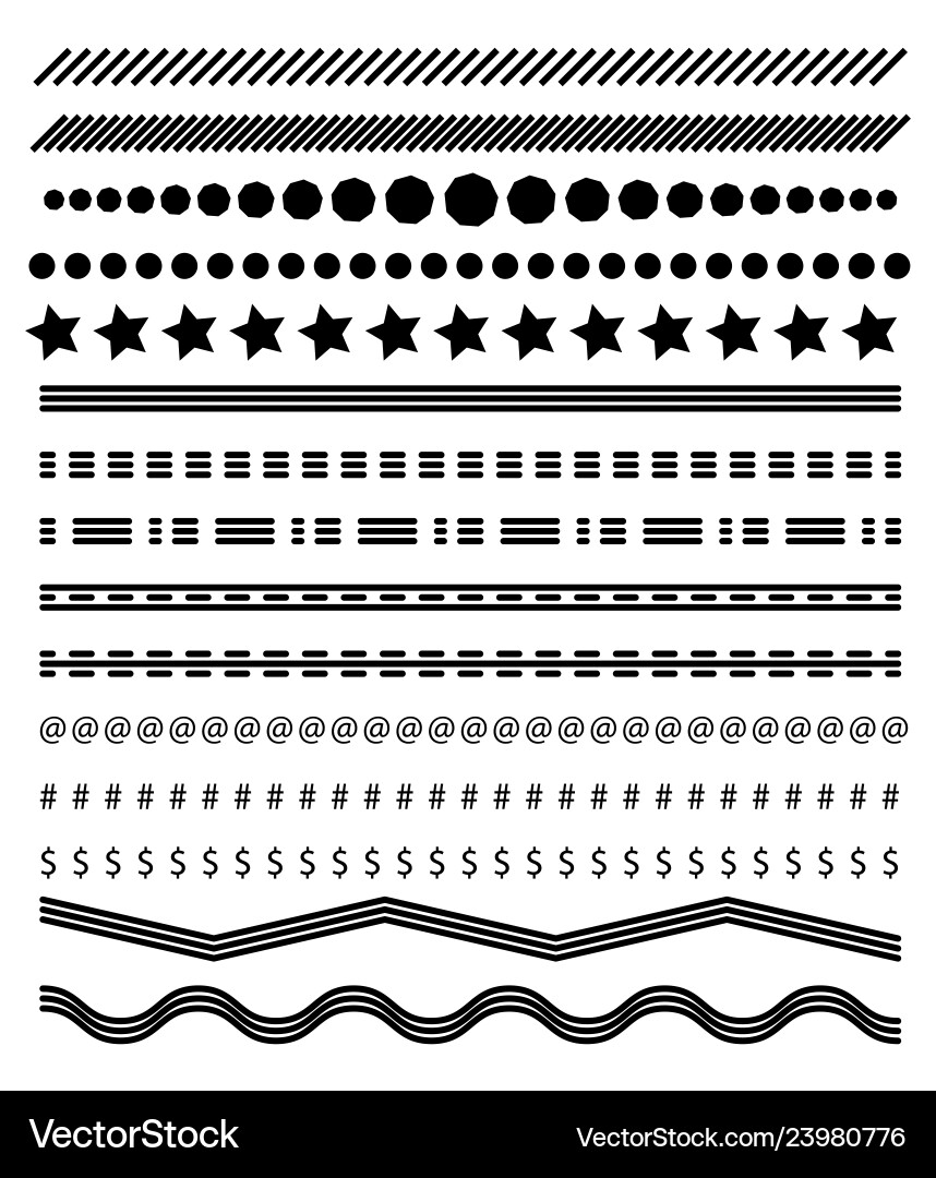 Footer lines set page dividers design Royalty Free Vector