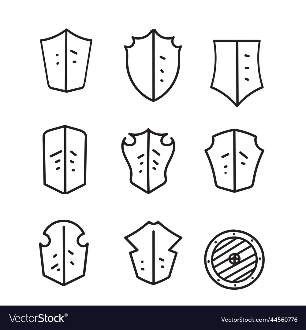 Hand Drawn Doodle Shield Icon Collection Vector Image