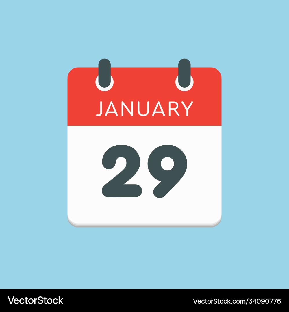 Icon day date 29 january template calendar page Vector Image