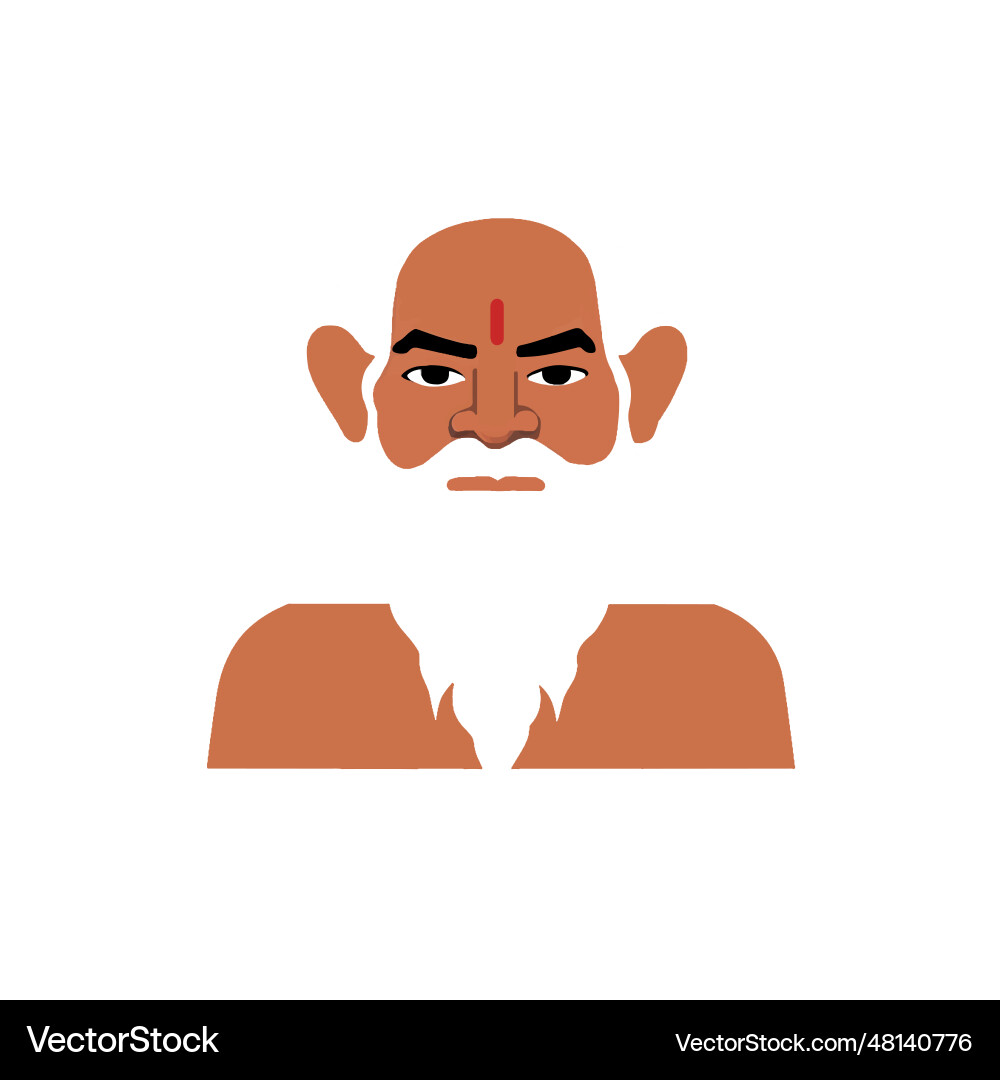 Indian old sadhu cartoon character flat design Vector Image