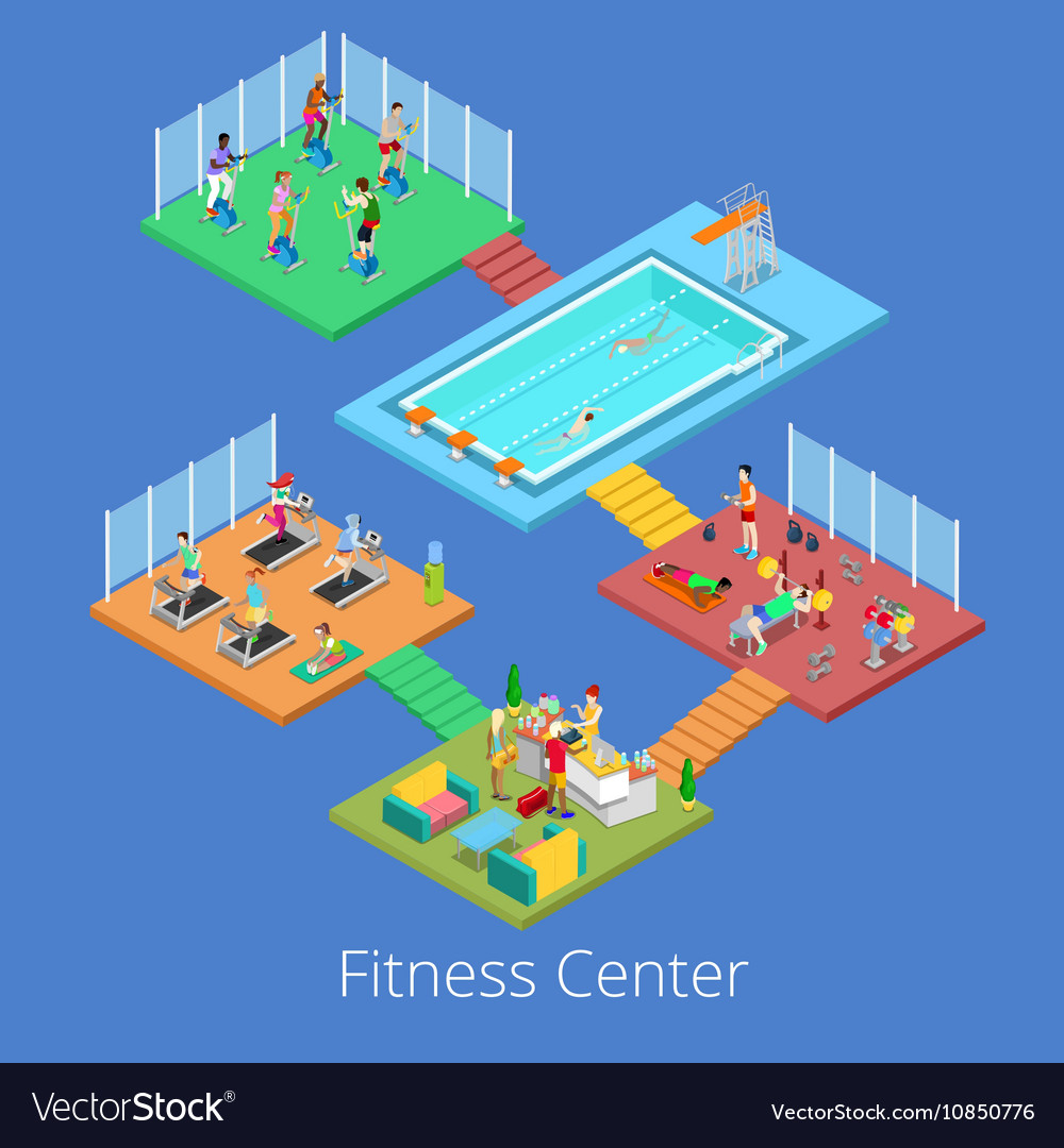 Isometric Gym Fitness Club Sport Center Interior Vector Image