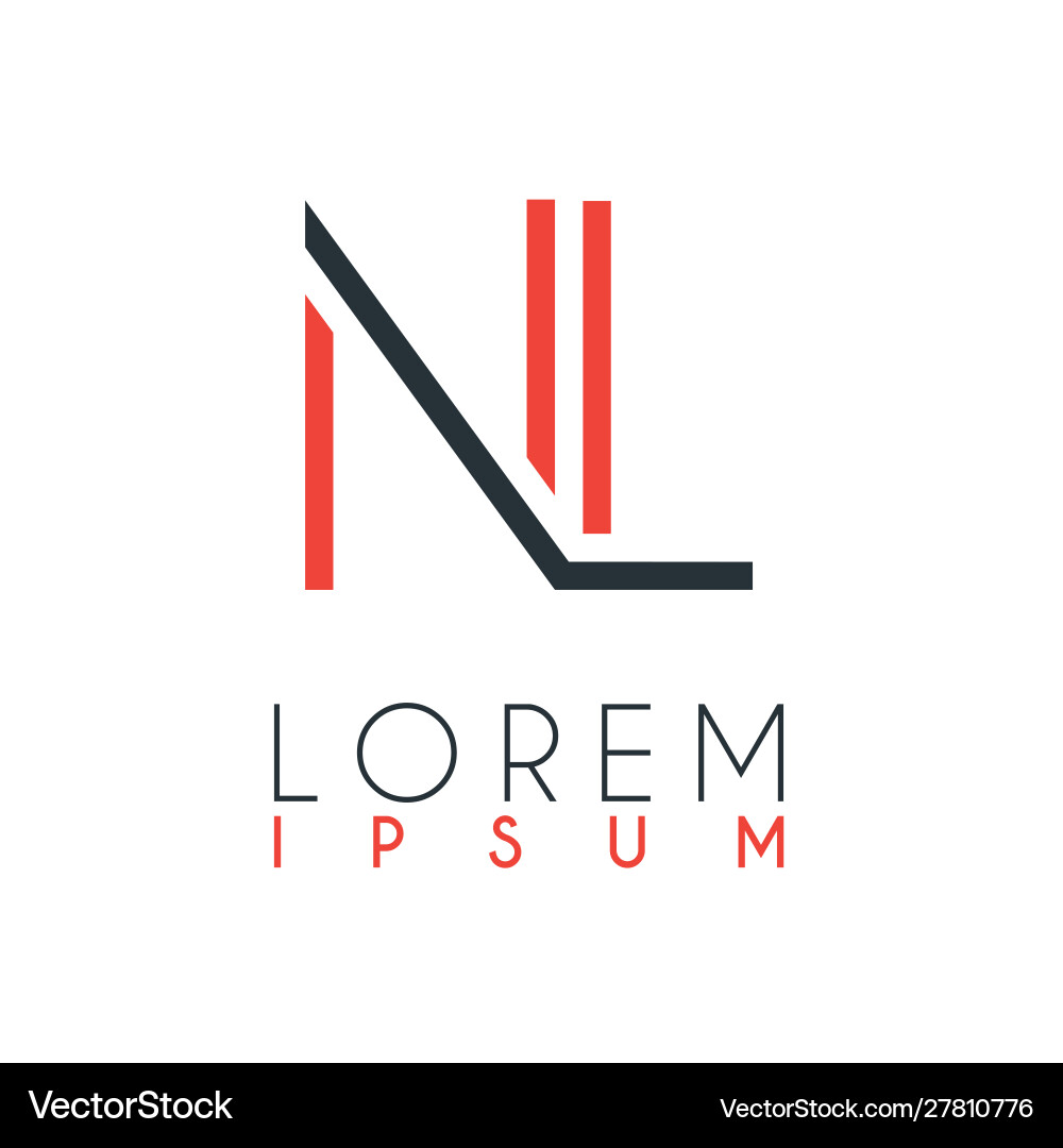 Logo between letter n and l or nl Royalty Free Vector Image