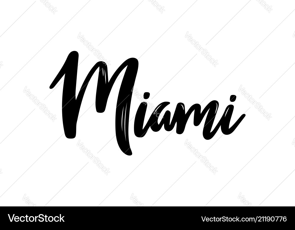 Miami hand-lettering calligraphy hand drawn brush Vector Image