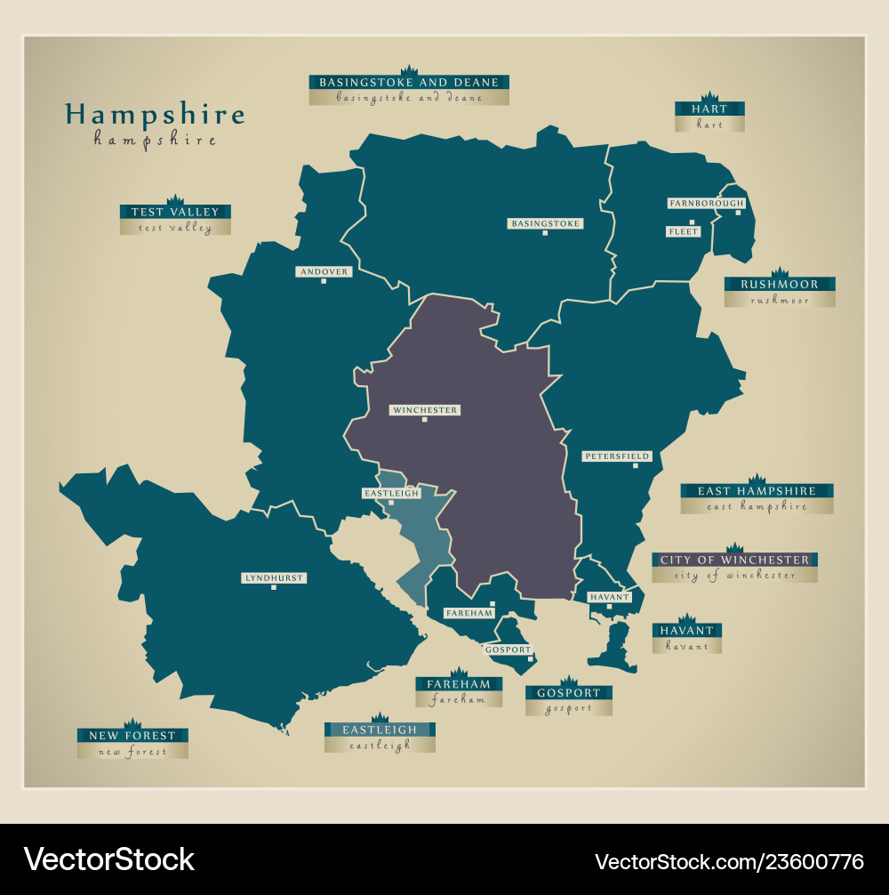 Modern map - hampshire county details uk Vector Image