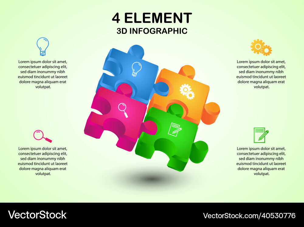 Modern puzzle 3d infographic diagram with 4 Vector Image