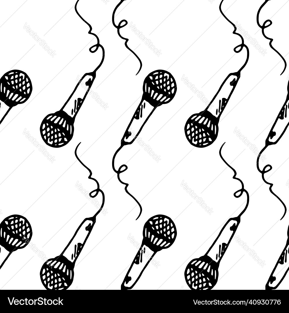 Pattern with microphone seamless Royalty Free Vector Image