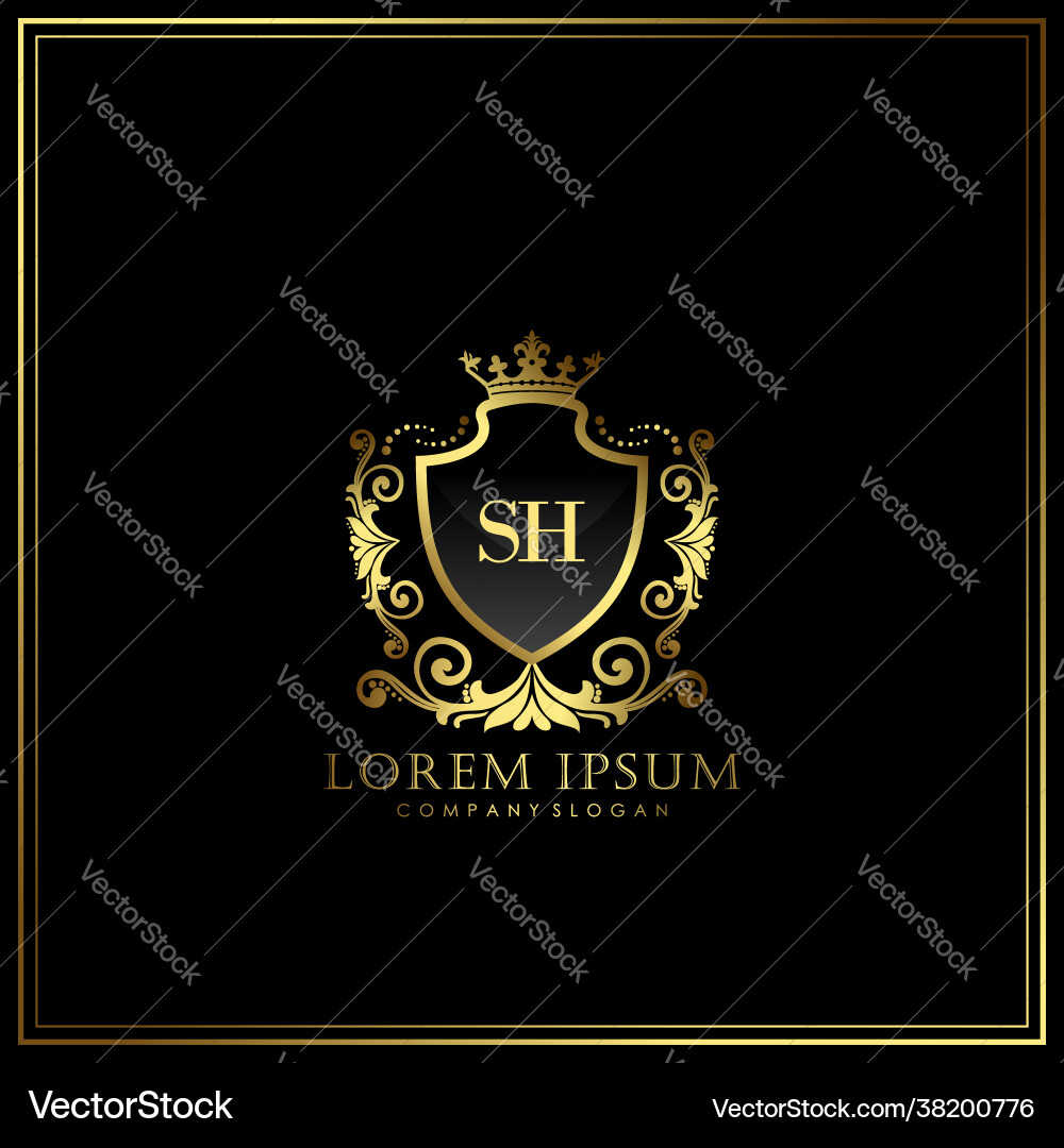 Sh initial letter luxury logo template in art Vector Image