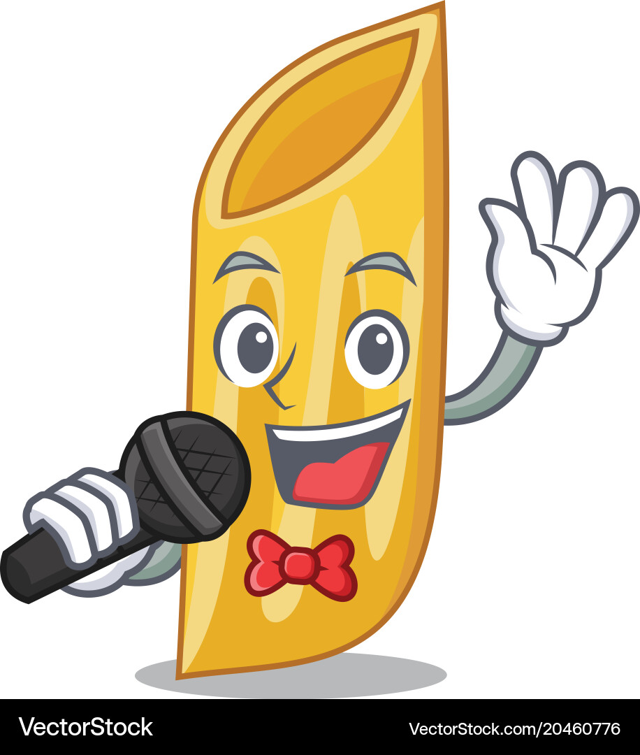 Singing penne pasta character cartoon Royalty Free Vector