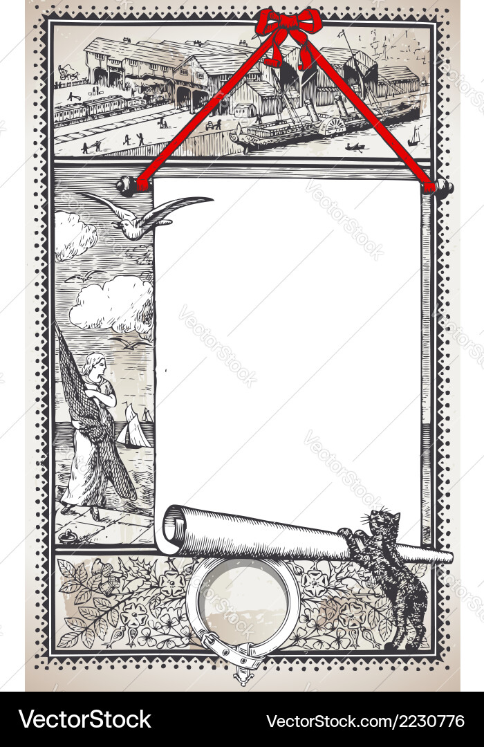 Vintage graphic page with placeholder menu Vector Image