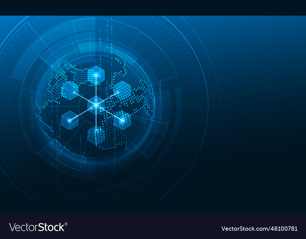 Abstract Circuit Networking Blockchain Server Vector Image