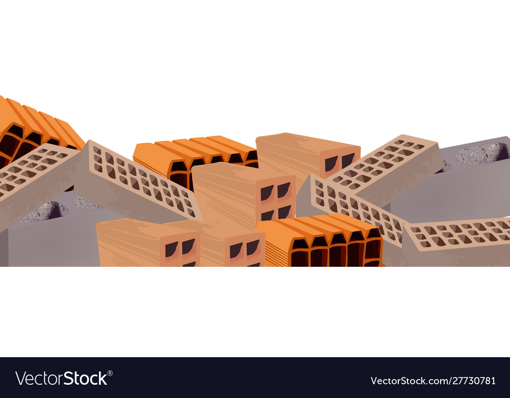 Building construction bricks with work tools Vector Image