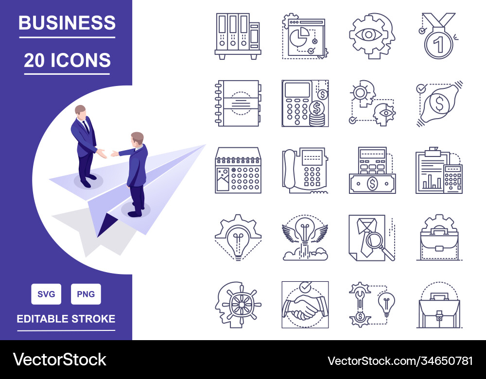 Business line icons set Royalty Free Vector Image