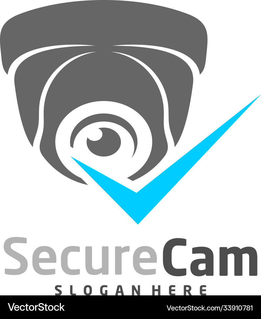 Cctv camera with check icon logo design template Vector Image
