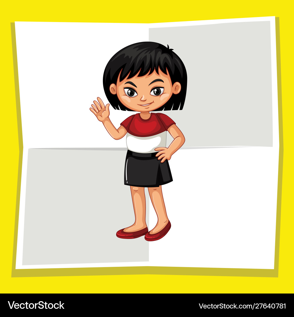 Happy girl waving hand Royalty Free Vector Image