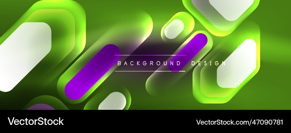 Neon lines squares and round shapes abstract Vector Image