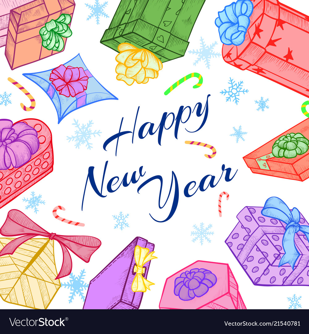 New year or christmas gifts frame Royalty Free Vector Image
