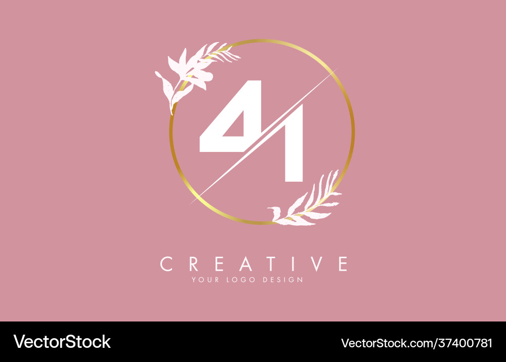 Numbers 41 4 1 logo design with golden circle Vector Image