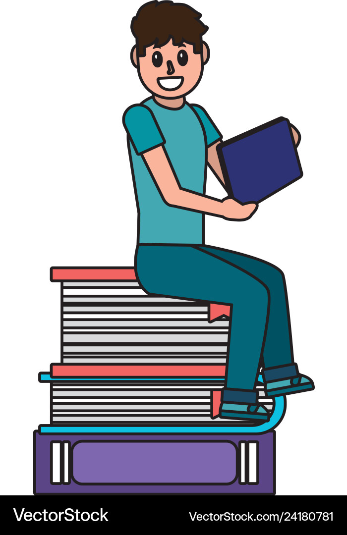 Online education man cartoon Royalty Free Vector Image