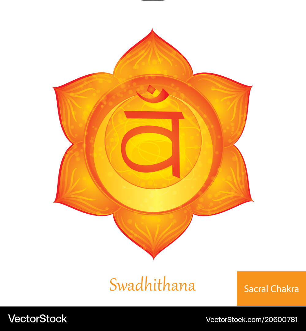 Sacral chakra svadhisthana glowing icon Royalty Free Vector