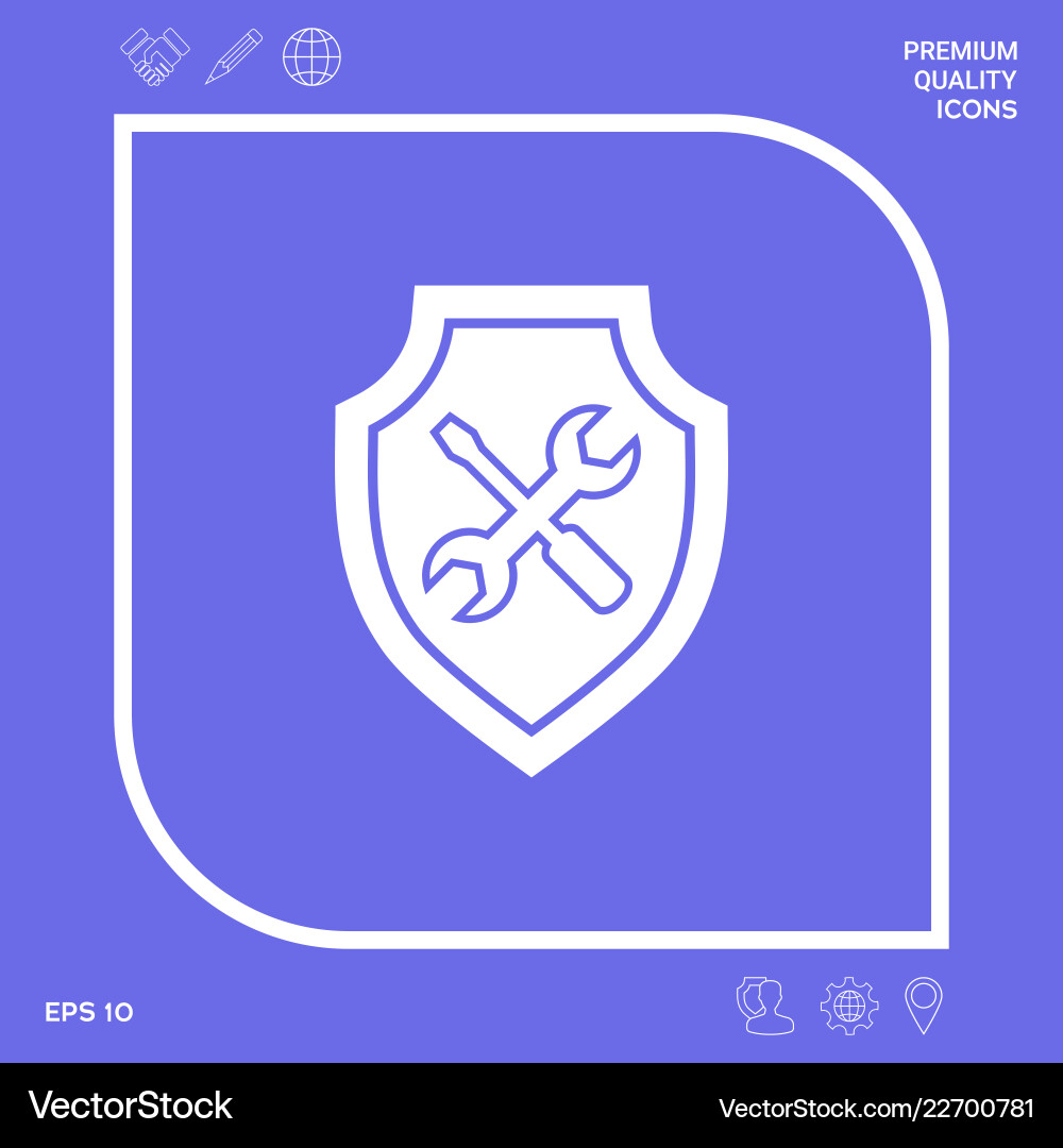 Service icon - shield with screwdriver and wrench Vector Image
