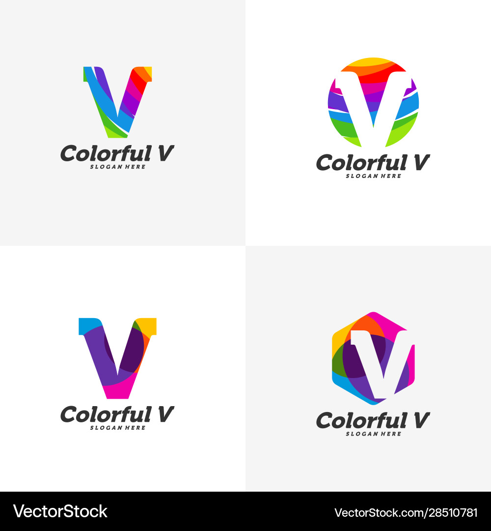 Set v letter colorful logo design concept Vector Image