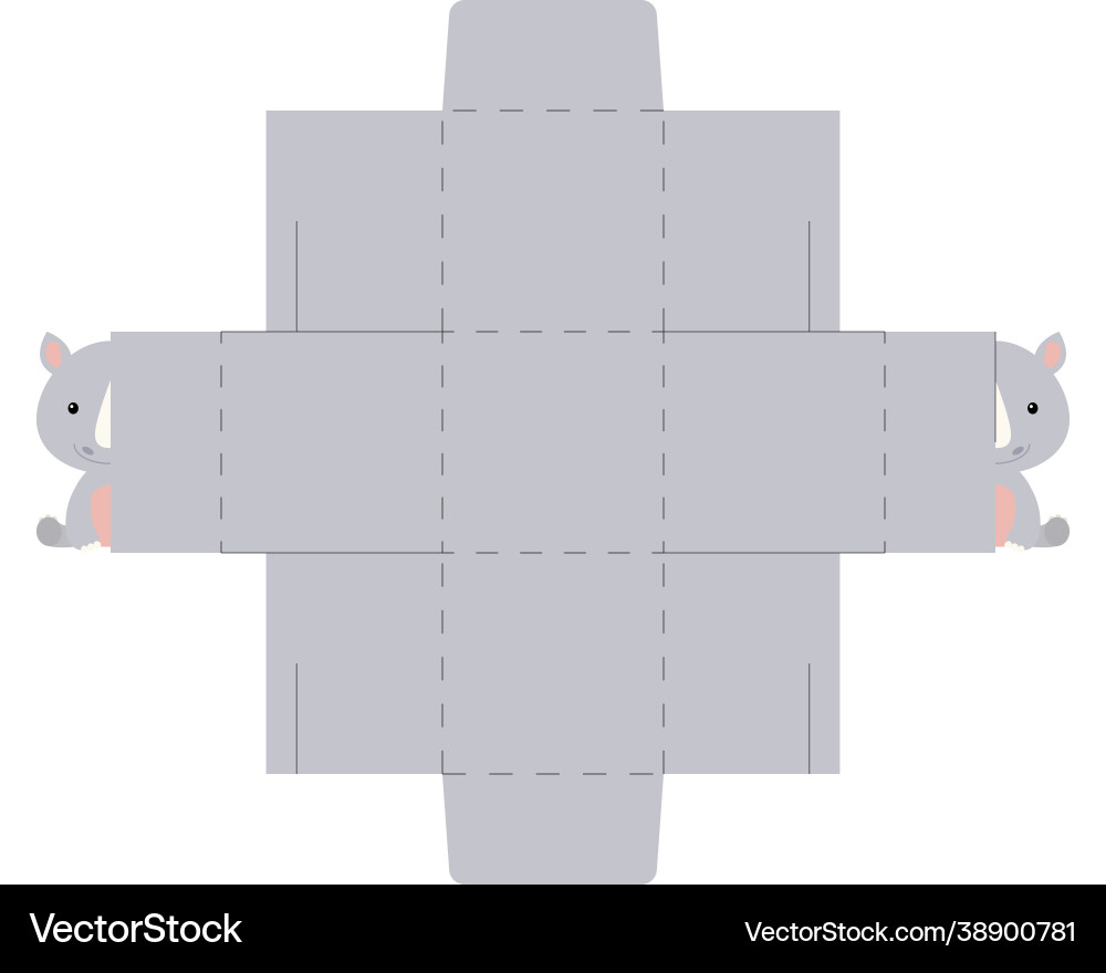 Simple packaging favor box rhino design Royalty Free Vector