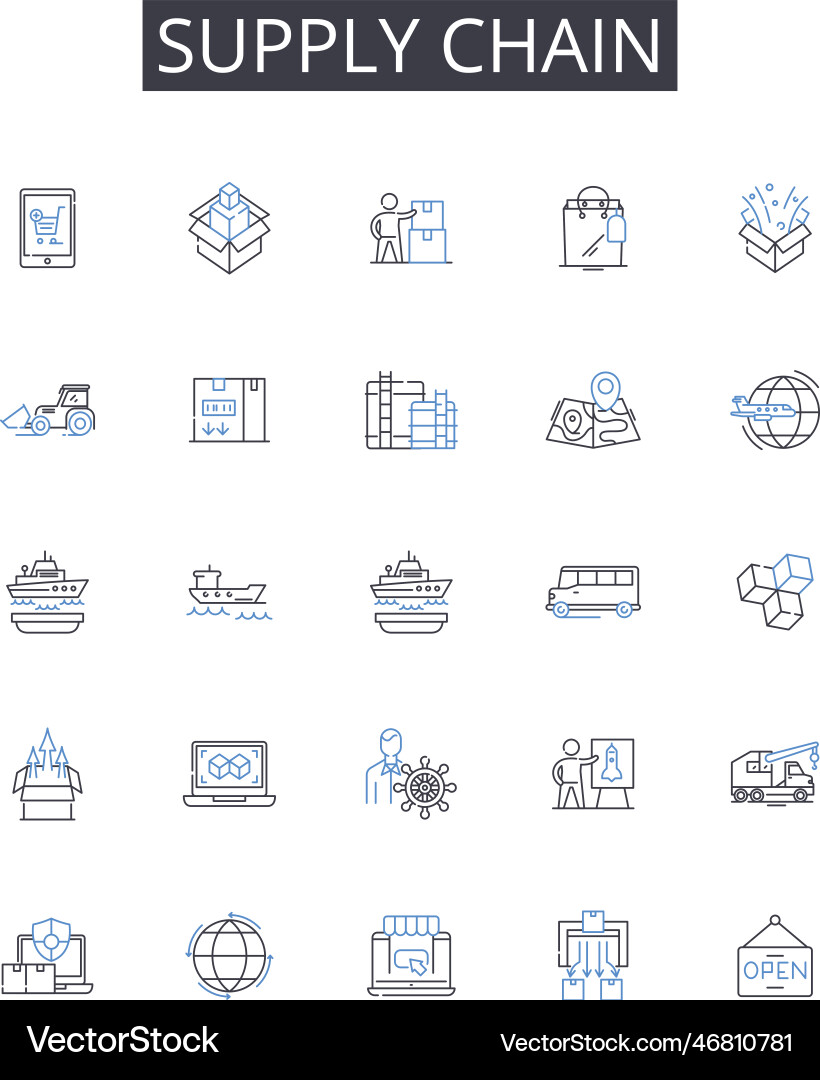 Supply chain line icons collection value stream Vector Image