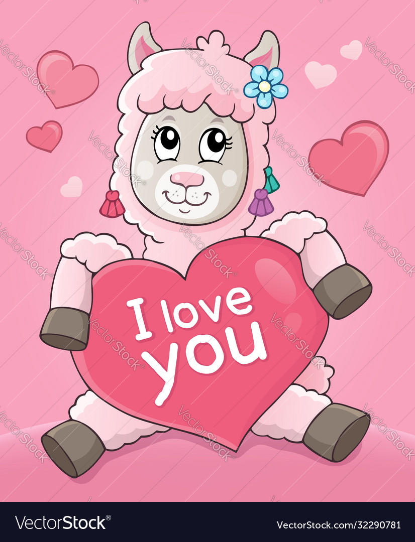 Valentine llama theme image 3 Royalty Free Vector Image